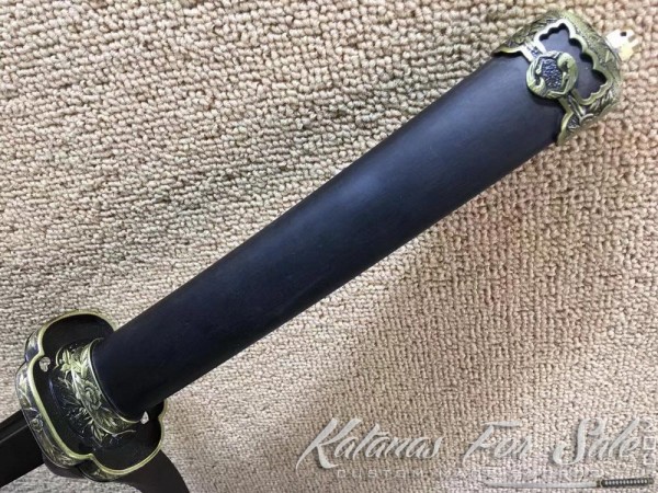 Black Tachi Sword T10 Clay Tempered Steel with Ebony Wood Saya ...
