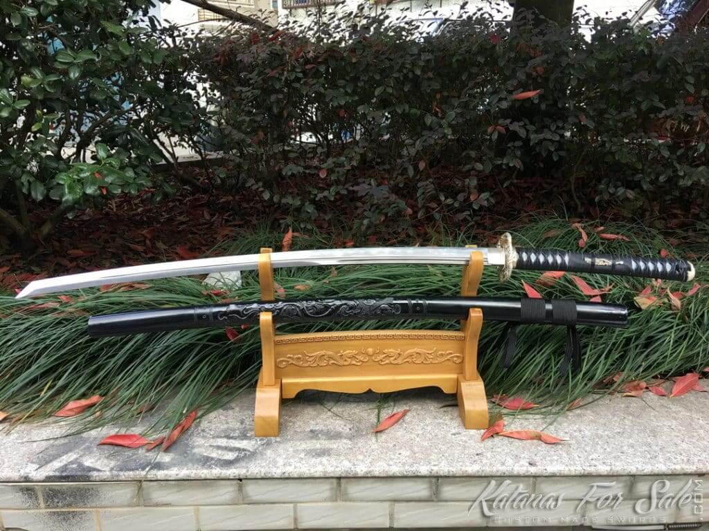 Handmade Katana Sword T10 Folded Clay Tempered Steel with Hadori Polish ...