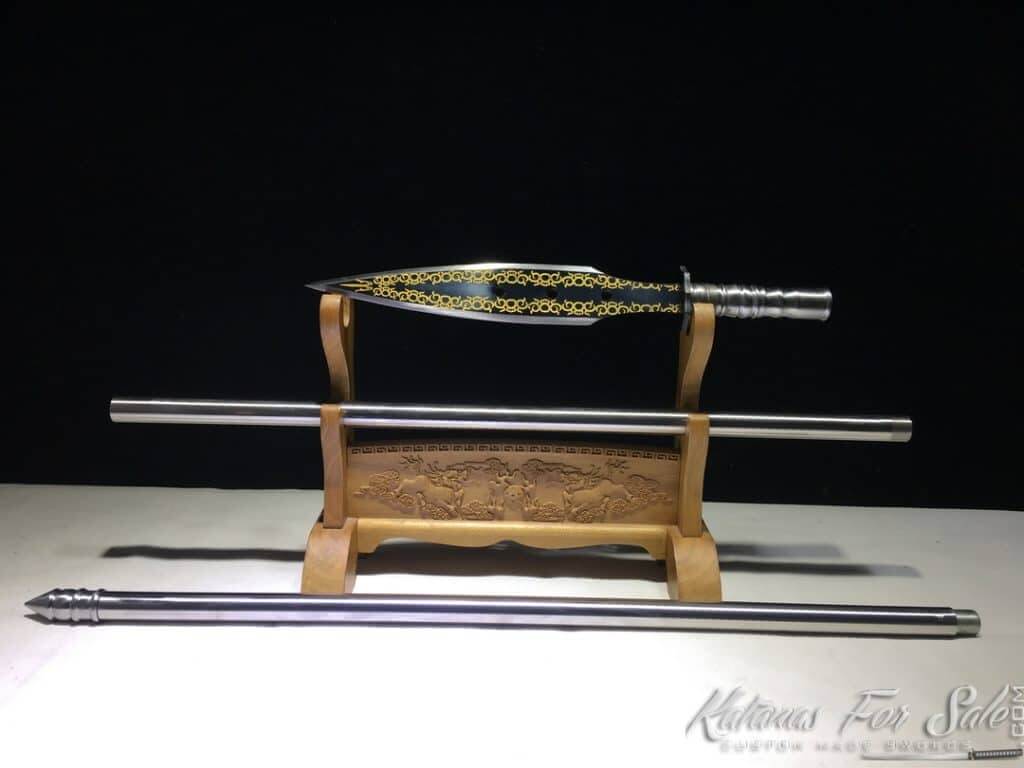 Gold Chain Spear 1095 Carbon Steel - Katanas For Sale